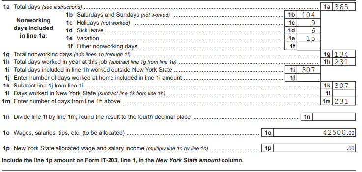 How do I complete the New York Income allocation on Form IT-203 and IT ...